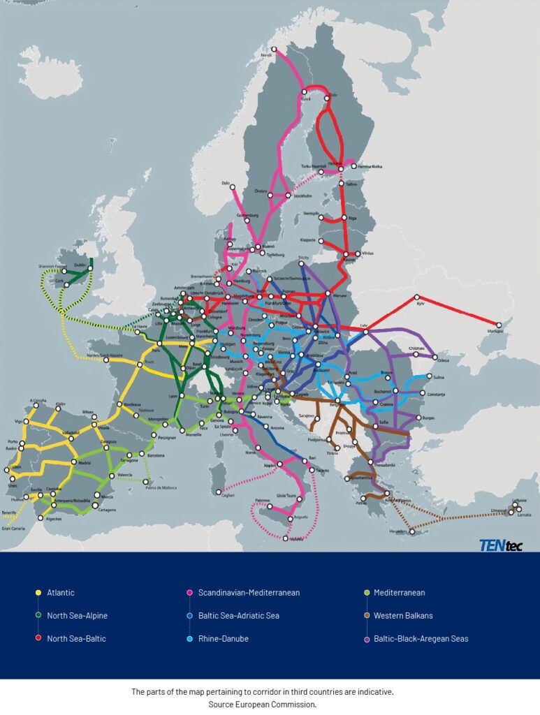 The Trans-European Transport Network extends to the East